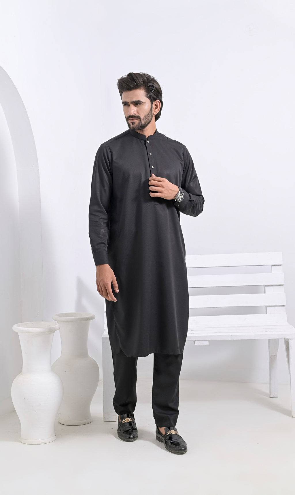 Sarwal Kameez Chino / Black – islamitischekleding.nl