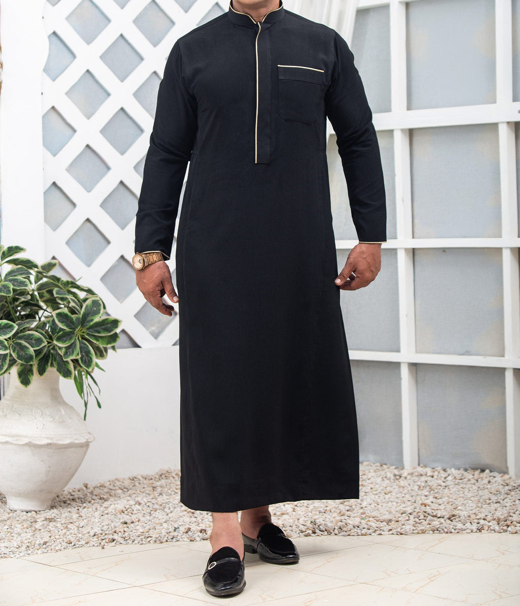 Qamees Embroidery Zwart – islamitischekleding.nl